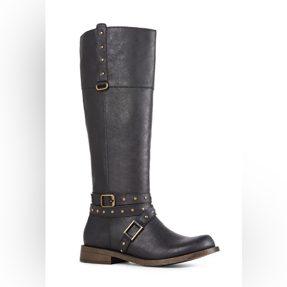 JustFab | Shoes | Justfab New In Box Arvilla Classic Black Riding Boots ...